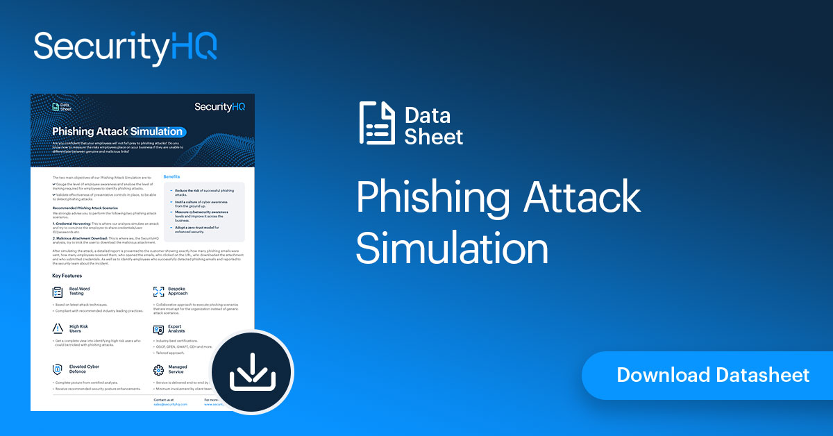 Phishing Attack Simulation | Datasheet | SecurityHQ