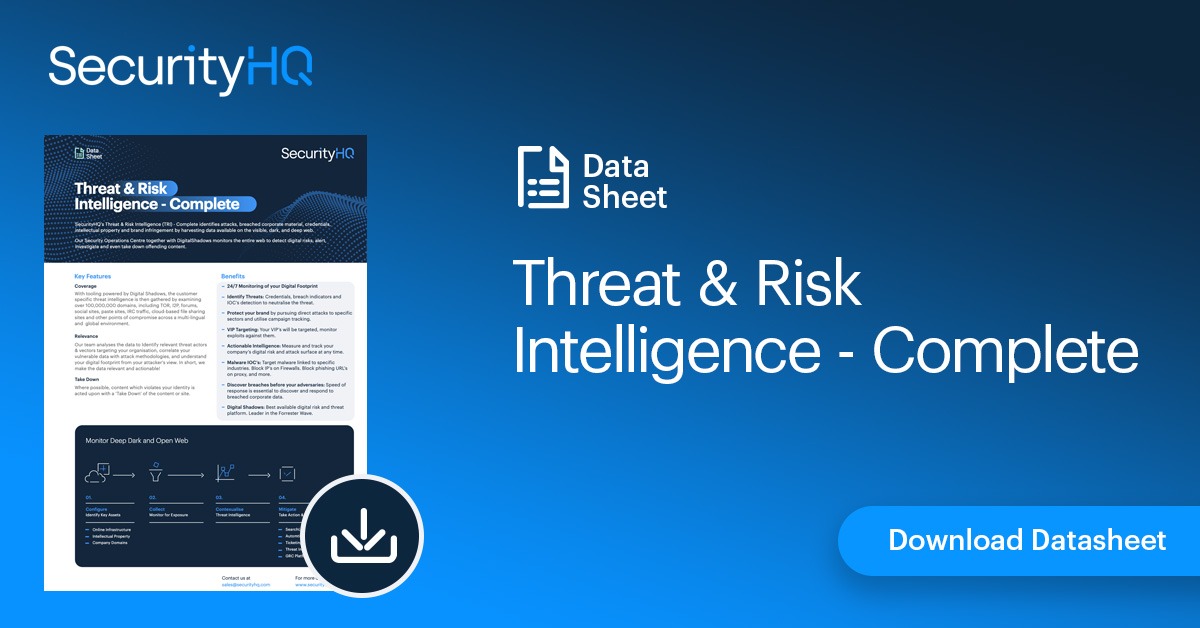 Threat & Risk Intelligence (TRI) | Datasheet | SecurityHQ