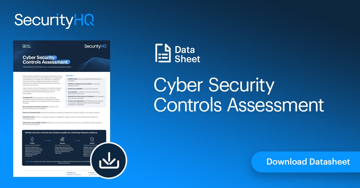 Cyber Security Controls Assessment | Datasheet | SecurityHQ